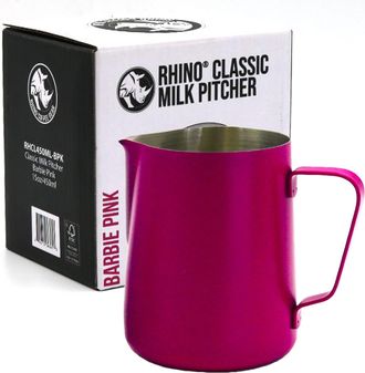 Rhinowares Rhino Classic Milchkännchen, 450 ml, Edelstahl, zur Verwendung mit Ihrer Kaffeemaschine oder Aufschäumer für einen Latte oder flach, Weiß