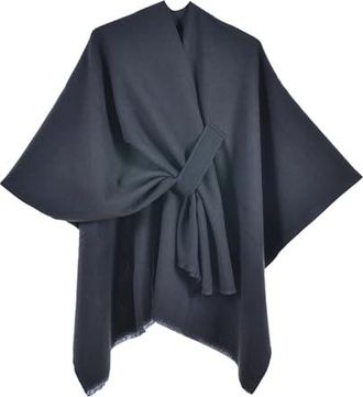 Generico Ch&acirc;le pour femme - Poncho doux pour femme - Pour voyage, anniversaire, No&euml;l, automne hiver, noir, Consulte la descripci&oacute;n