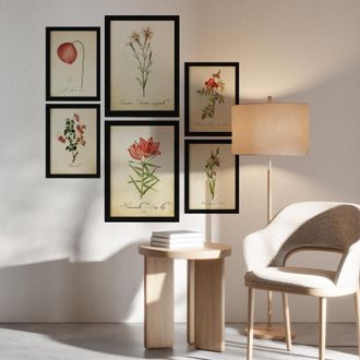 Nacnic Rote Blumen Postern. Vollfarbige Natur- und Botanikdrucke mit Blumenmotiven im Vintage Papier Stil. Innenarchitektur und Dekoration. A4 & A3 Schwarze 