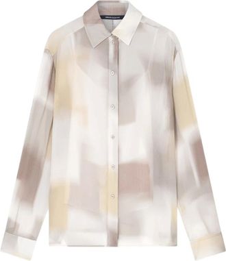 A|X Armani Exchange Femme, Blouses et Chemises, Beige, Taille: 42 FR Chemise en viscose