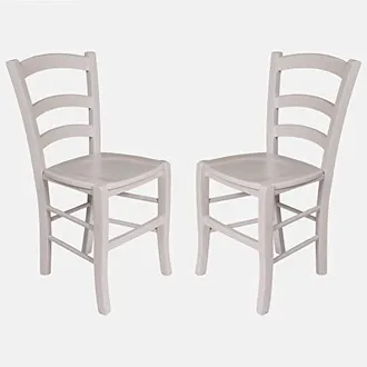 Dmora Set aus 2 klassischen Holzst&uuml;hlen, f&uuml;r Esszimmer, K&uuml;che oder Wohnzimmer, Made in Italy, cm 46x42h87, Sitzh&ouml;he cm 47, Farbe Wei&szlig;