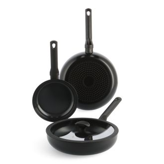 BK Enjoy Keramik-Antihaft-Pfannenset, 3-teilig, &Oslash; 24/28 cm Bratpfannen & 28 cm Schmorpfanne, PFAS-frei, Induktionspfanne, Ofenfest, Sp&uuml;lmaschinenfest, Sc