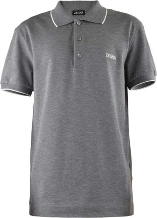 Ermenegildo Zegna Homme, Tops, Gris, Taille: M Polo en coton stretch m&eacute;lang&eacute;
