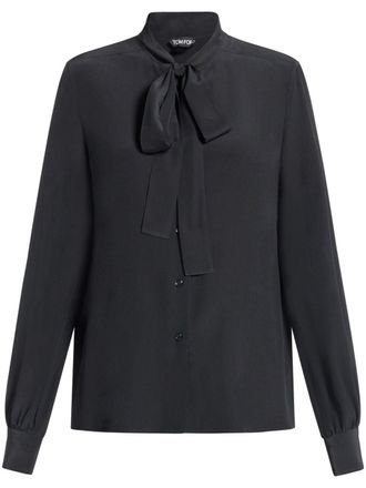 Tom Ford blouse en soie à col noué - Noir