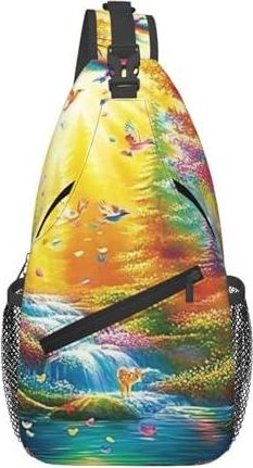 Generic Riverside Sac &agrave; bandouli&egrave;re pour homme Motif fleurs et oiseaux