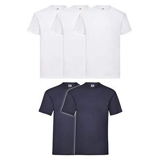 Fruit Of The Loom Lot de 5 ou 10 t-shirts pour homme, 3 Pezzi Bianco 2 Blu Navy, 5XL