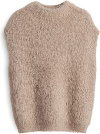 someday Damen Pullover | TANNI Slim Flauschiges Stricktop mit haarigem Effektgarn Pale Greige Melange, 36