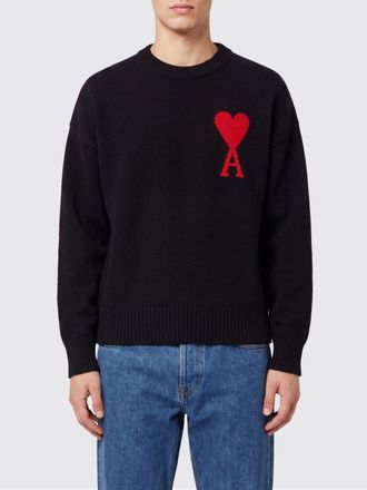 Ami Pull &agrave; col rond en laine avec logo contrastant