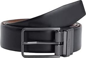 Calvin Klein Ceinture Homme Slim Frame 3.5 cm Ceinture Cuir, Noir (Ck Black/Tan), 115 cm