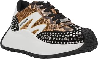 Steve Madden Schlangenmuster Sneaker f&uuml;r Damen, Plattform-Absatz (Wei&szlig;/Schwarz/Braun)