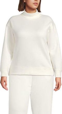Lands End Serious Sweats Rollkragenpullover, Damen, Gr&ouml;&szlig;e:28-30 plus, Wei&szlig;, Baumwoll-Mischung/Polyester-Mischung, by Lands End