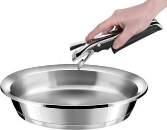 Cuisinox Ycône - Poêle 24 cm tout inox avec poignée amovible - Fond thermo diffuseur - Compatible tous feux dont induction - Acier Inoxydable 18/10 - Finition 