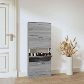 vidaXL Armoire &agrave; chaussures Sonoma gris 59x17x150 cm Bois ding&eacute;nierie vidaXL