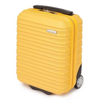 Wittchen Reisekoffer Kleinkoffer Kabinengepäck Handgepäck Rollkoffer Hartschale aus ABS2 Standard-Rollen Reißverschluss Groove Line Kleinkoffer XXS gelb Luftha