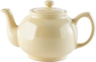 Price & Kensington Englische Teekanne für 6 Tassen, aus hochwertigem Steingut, Teekännchen mit Glanzglasur, creme beige, mikrowellen- und spülmaschinenfest, Vintage Teeb