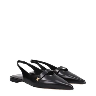 Max Mara Womens Black Leather Ballet Flats