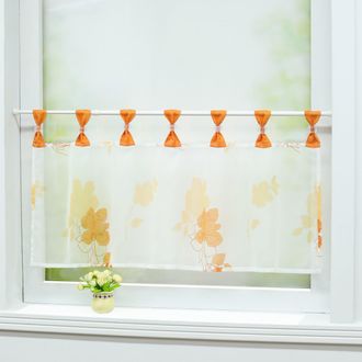 Joyswahl Scheibengardine Voile Bistrogardine Maria mit Blumenmotive Transparente Kurzstore HxB 30x120cm Orange 1er Pack