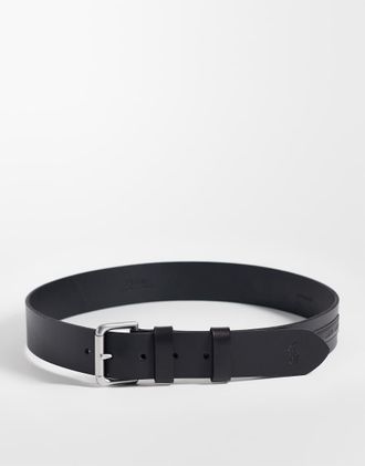 Polo Ralph Lauren Lederg&uuml;rtel mit Rollschlie&szlig;e in Schwarz