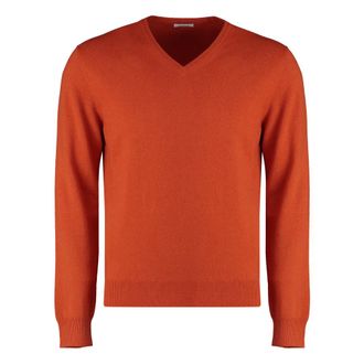 Malo Kaschmir-Mix Rippstrickpullover - - Knitwear - Herren - Orange - 3XL