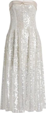 Alberta Ferretti Femme, Robes, Beige, Taille: 36 FR Robe bustier &agrave; sequins