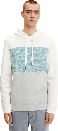Tom Tailor Herren Hoodie im Colourblocking 1032925, 10332 - Off White, M