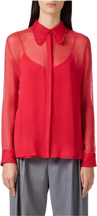 Iceberg Femme, Blouses et Chemises, Rouge, Taille: 38 FR Chemise &agrave; Manches Longues en Cr&ecirc;pe de Soie
