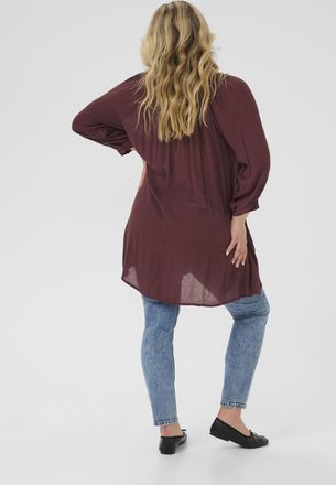 Kaffe Curve Kaffe Curve Damen Plus-Size Womens 3/4 Sleeves Loose Fit Round Neck Tunic, Fudge, 44 DE/Gro&szlig;
