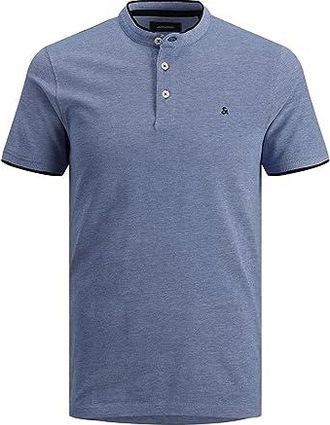 Jack & Jones Jjepaulos Mao Polo SS Noos Homme Polo, Bleu (Bright Cobalt), XXL