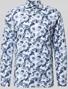 Olymp Level 5 Slim Fit Business-Hemd mit Kentkragen und floralem Muster