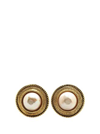 Chanel boucles doreilles à perle artificielle (1985)