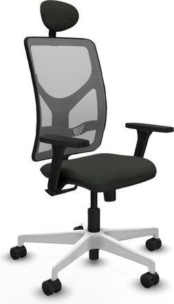 Piqueras y Crespo Schwarzer Schreibtischstuhl mit 3D-Armlehnen, h&ouml;henverstellbarer Lendenwirbelst&uuml;tze und festem Kopfteil, ausgestattet mit 3 Positionen und Schneidscha