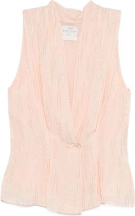 Forte_Forte Femme, Tops, Rose, Taille: 36 FR Top sans manches &agrave; col en V avec basque drap&eacute;e
