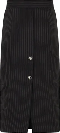 Elisabetta Franchi Virgin Wool Pinstripe Pencil Skirt - Black