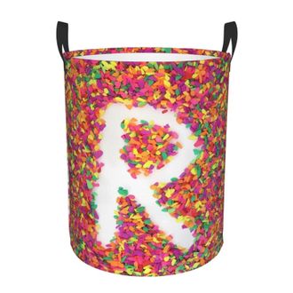 Generic Bunter Steinbuchstabe R W&auml;schekorb Rund W&auml;schek&ouml;rbe Mit Henkel W&auml;scheeimer F&uuml;r Waschk&uuml;che Decken Spielzeug