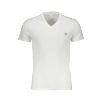 Guess Homme, Tops, Blanc, Taille: 2XL T-shirt Homme Blanc en Coton Slim Fit