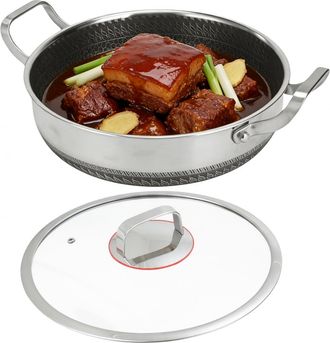 Generico Antihaft-Pfannen | Antihaft-Kochgeschirr aus Edelstahl mit zwei Griffen - mit zwei Griffen | f&uuml;r Zuhause, Restaurant, Camping, versiegeltes Backen, Om