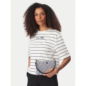 Tommy Hilfiger Handtasche Tommy Hilfiger Th Jacquard Mini Shoulder Bag AW0AW19006 Blau