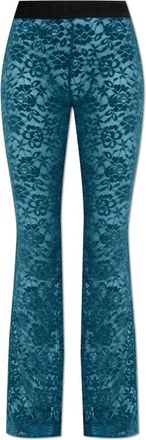 Versace Jeans Couture Femme, Pantalons, Bleu, Taille: 38 FR Pantalon Évasé en Dentelle