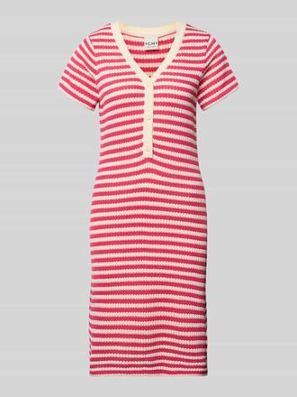 Ichi Knielanges Strickkleid mit V-Ausschnitt Modell LORIANNA