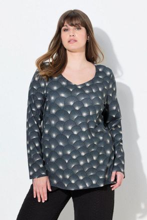 Ulla Popken Longsleeve Shirt Classic Herzausschnitt Langarm Biobaumwolle