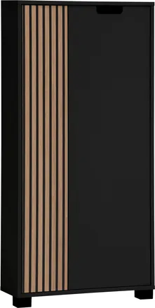 MID.YOU Mid.you Highboard, Schwarz, Eiche, Kunststoff, 3 F&auml;cher, 59.8x124x19.55 cm, Beim&ouml;bel erh&auml;ltlich, stehend, in verschiedenen Gr&ouml;&szlig;en Holzdekoren erh&auml;ltli