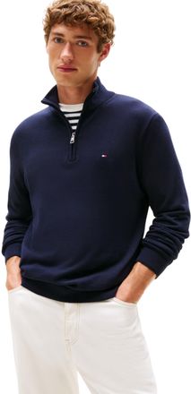 Tommy Hilfiger Herren Pullover mit Reißverschluss Essential Cotton Mock Halbzip, Blau (Desert Sky), L