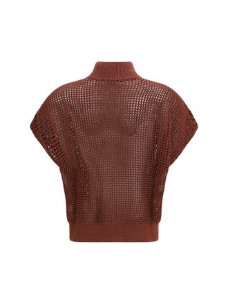 Brunello Cucinelli Cotton Mesh Cardigan - Brown