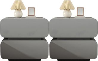 Generic 2-teiliges Set Aus Holz-Nachttisch Mit 2 Schubladen, Moderne Dunkelgraue Nachttische for Schlafzimmer Und Wohnzimmer(Light Grey-2p,19.5 L x 16 W x 18.