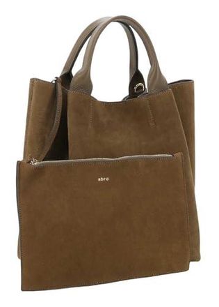 Abro Cuir sac à épaule Leather Suede Essential Shopper Military kaki
