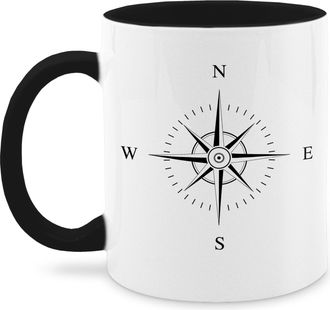 Shirtracer Tasse Tassen 325ml - Statement - Kompass - schwarz - 325 ml - Schwarz - navigation kaffetassen sprüche statements segeln teetasse statement-tasse froh