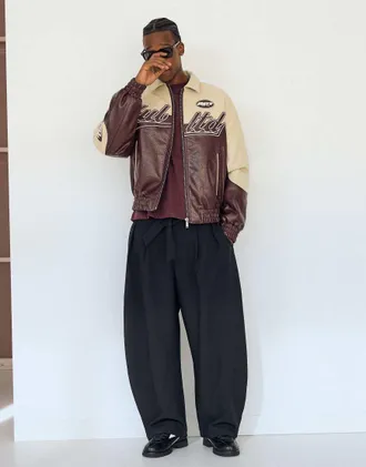 Bershka veste color block bordeaux-Rouge