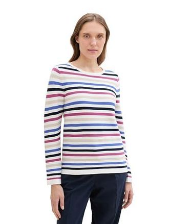 Tom Tailor 1016350 Pull-Over Femme, 36208 - Design Coloré À Rayures Tricotées, XS