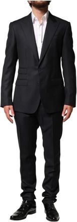 Dolce & Gabbana Homme, Costumes, Noir, Taille: S Costume 2 pi&egrave;ces crois&eacute; simple