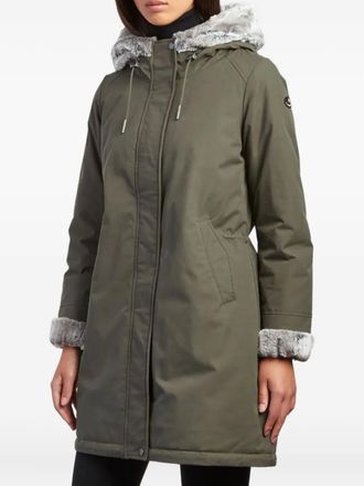 Canadian parka à capuche bordée de fourrure artificielle - Vert